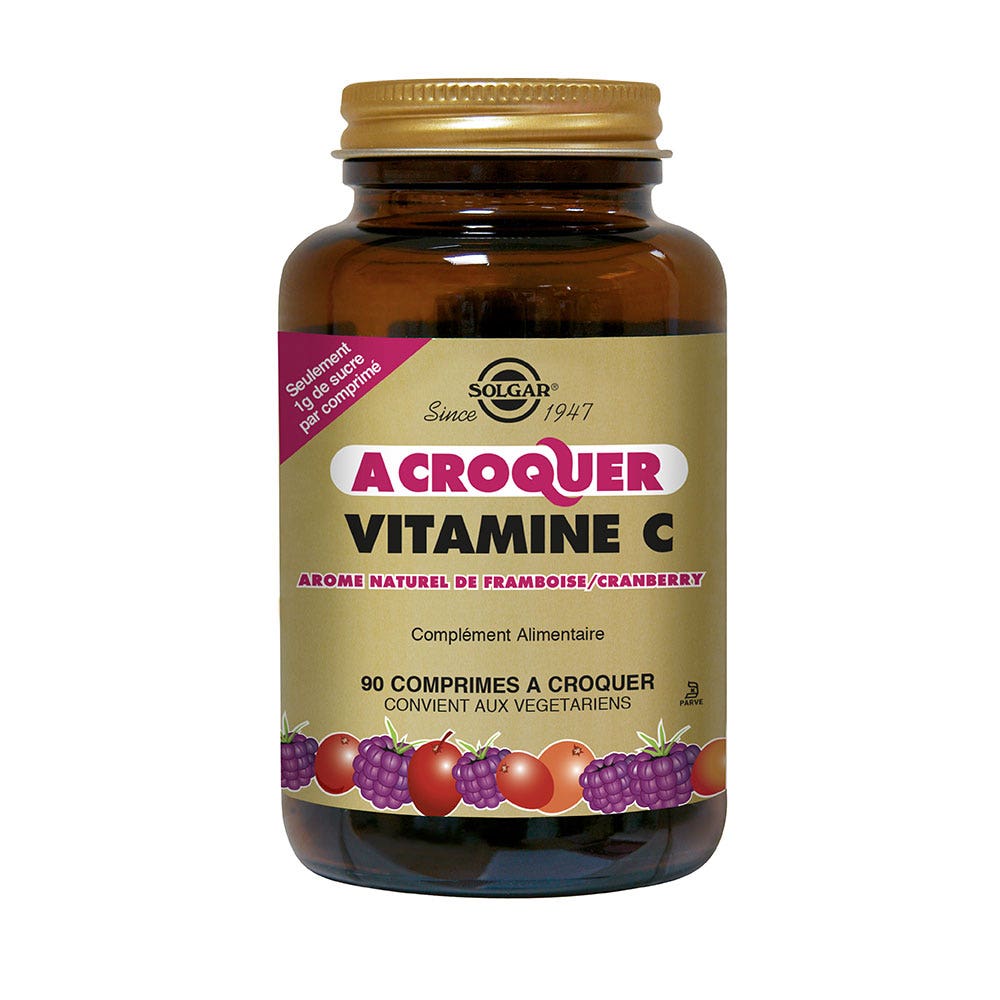 Solgar Vitamin C Orange Flavour Framboise/Cranberry 90 chewable tablets ...