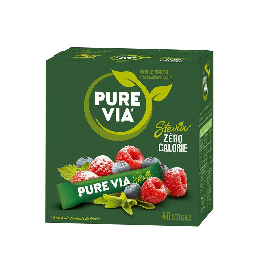 Pure Via Stevia Zero Calories sticks X40 - Easypara
