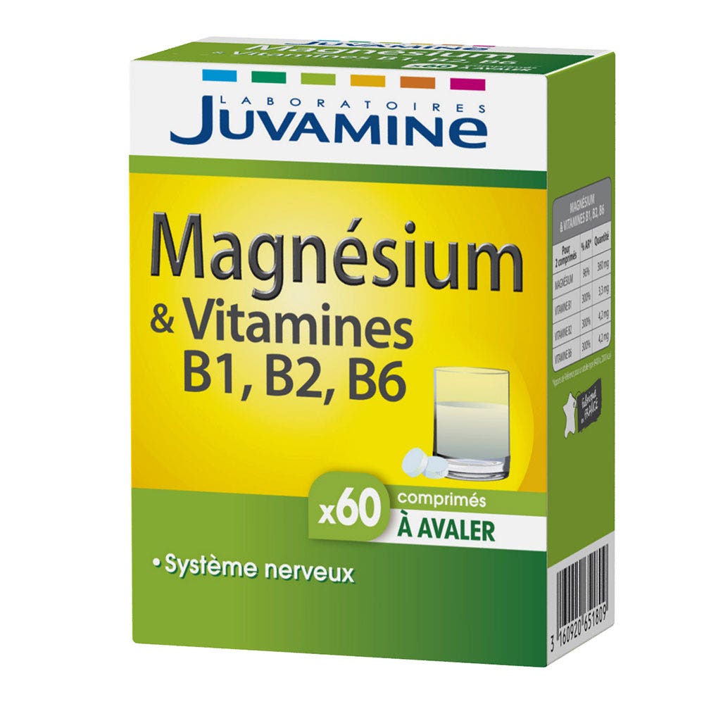 Juvamine Fizz Magnesium & Vitamins B6 B2 B1 x 60 ChewableTablets - Easypara