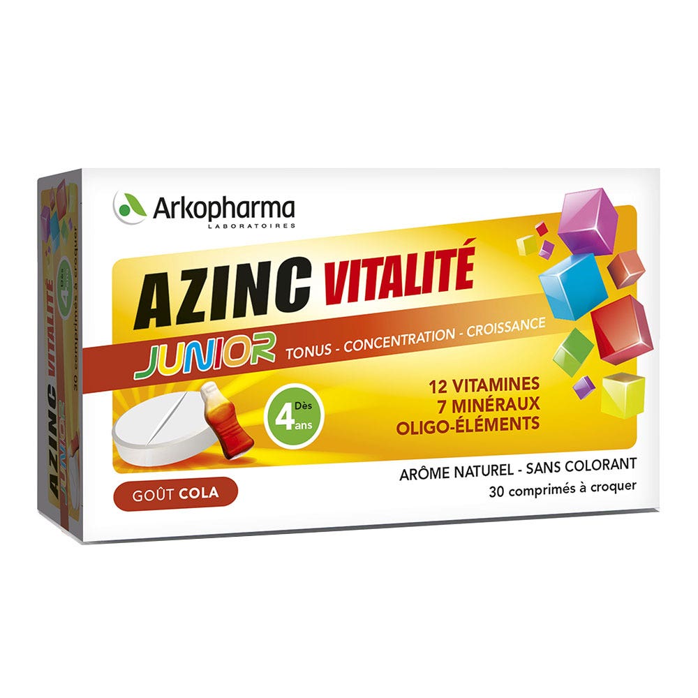 Arkopharma Azinc Vitality junior vitamins and minerals cola 30 tablets ...