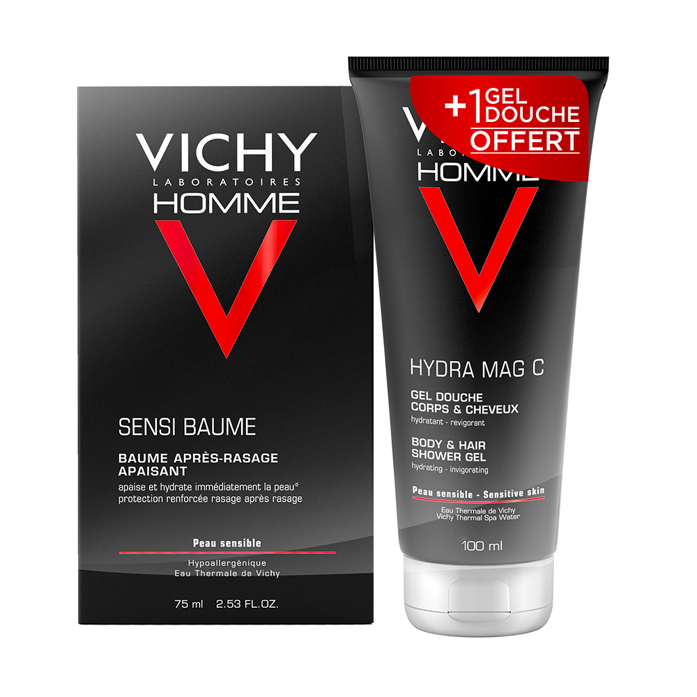 Vichy Man Sensitive Soothing Aftershave Balm + Free Shower Gel 75ml ...