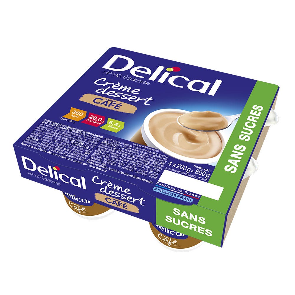 Delical High Calorie, Sugar Free, High Protein Dessert Cream 4x200g ...
