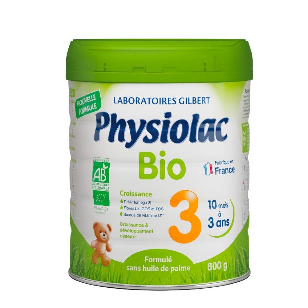 Physiolac Powered Milk Croissance 3 Bio 800g - Easypara
