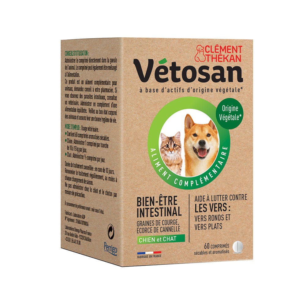 Clement-Thekan Vétosan Anti-Worms Dog and Cat 60 tablets - Easypara