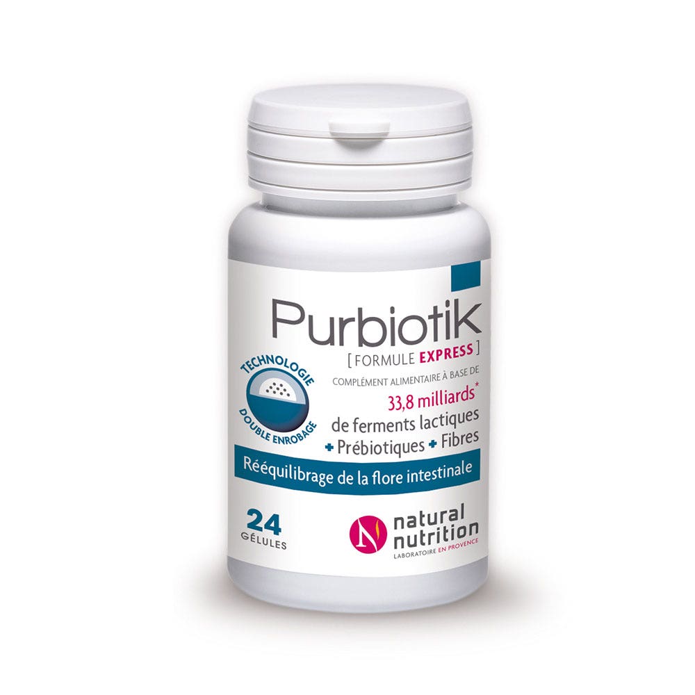 Natural Nutrition Purbiotik X 30 Capsules 24 Gelules - Easypara