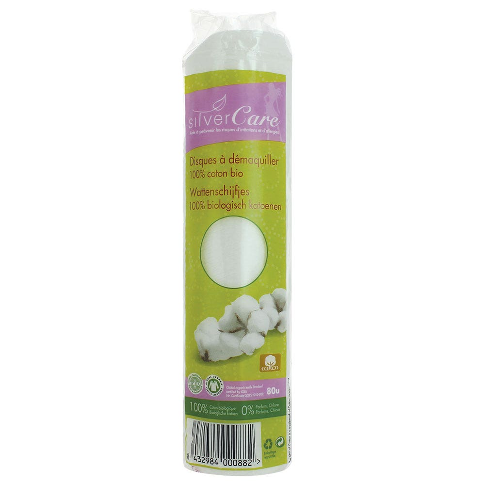 Silver Care Organic cotton make-up remover discs x80 - Easypara