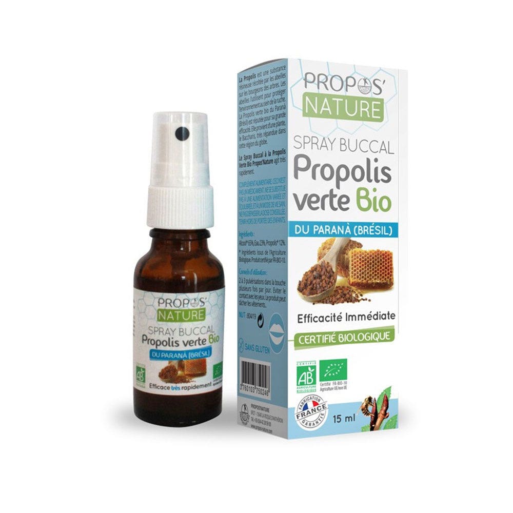 Propos'Nature Organic Green Propolis Buccal Spray 15ml - Easypara