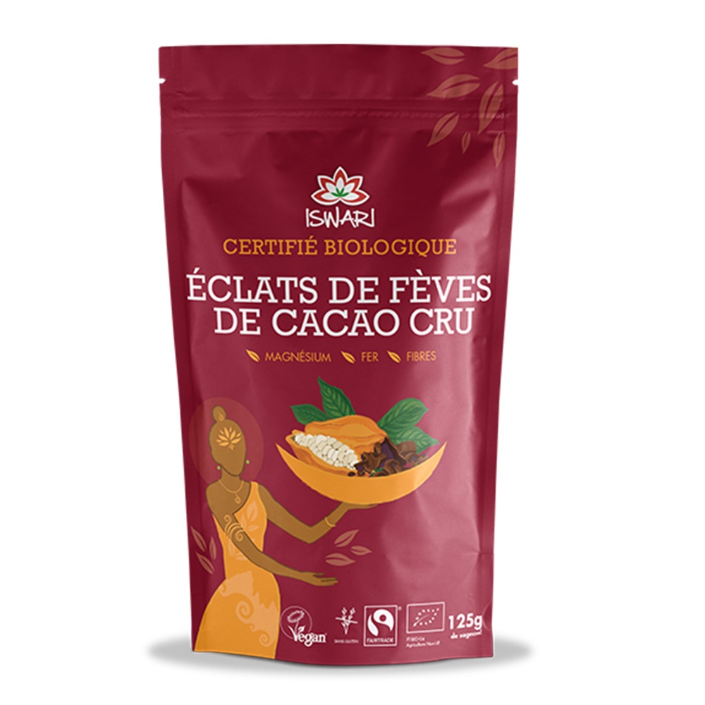 Iswari Cacao Cru Bioes raw Cacao beans 125g - Easypara