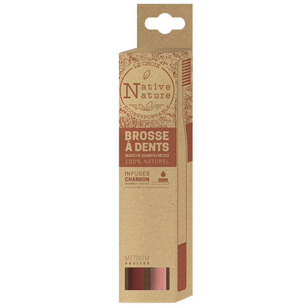 Native nature Moso FSC Bamboo Toothbrushes infused with Charcoal Medium ...