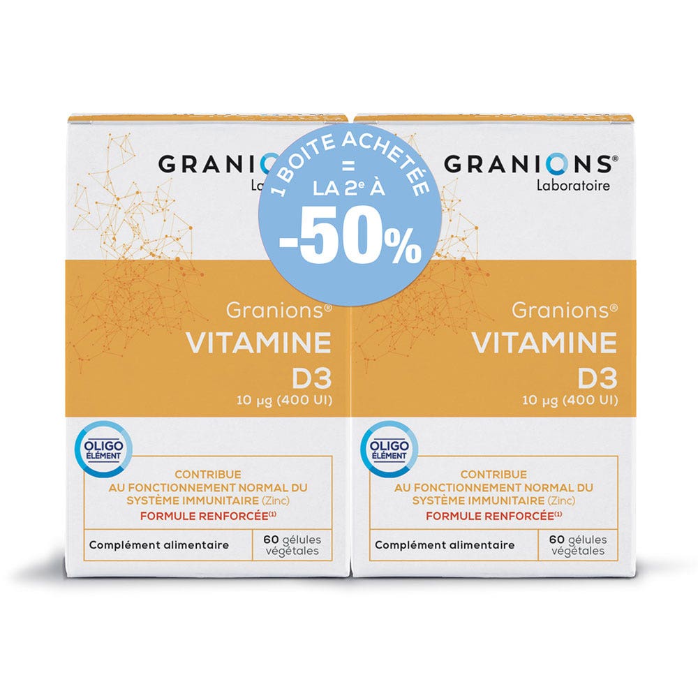 Granions Lot Granions Vitamin D3 - 2nd at -50% off 2x60 capsules - Easypara