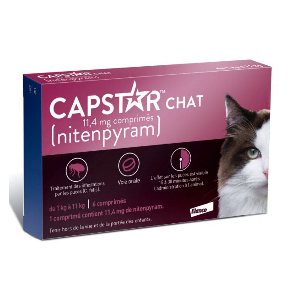 Capstar Flea Repellent Pets up to 11 kg Chat De 1 à 11Kg 6 Tablets ...