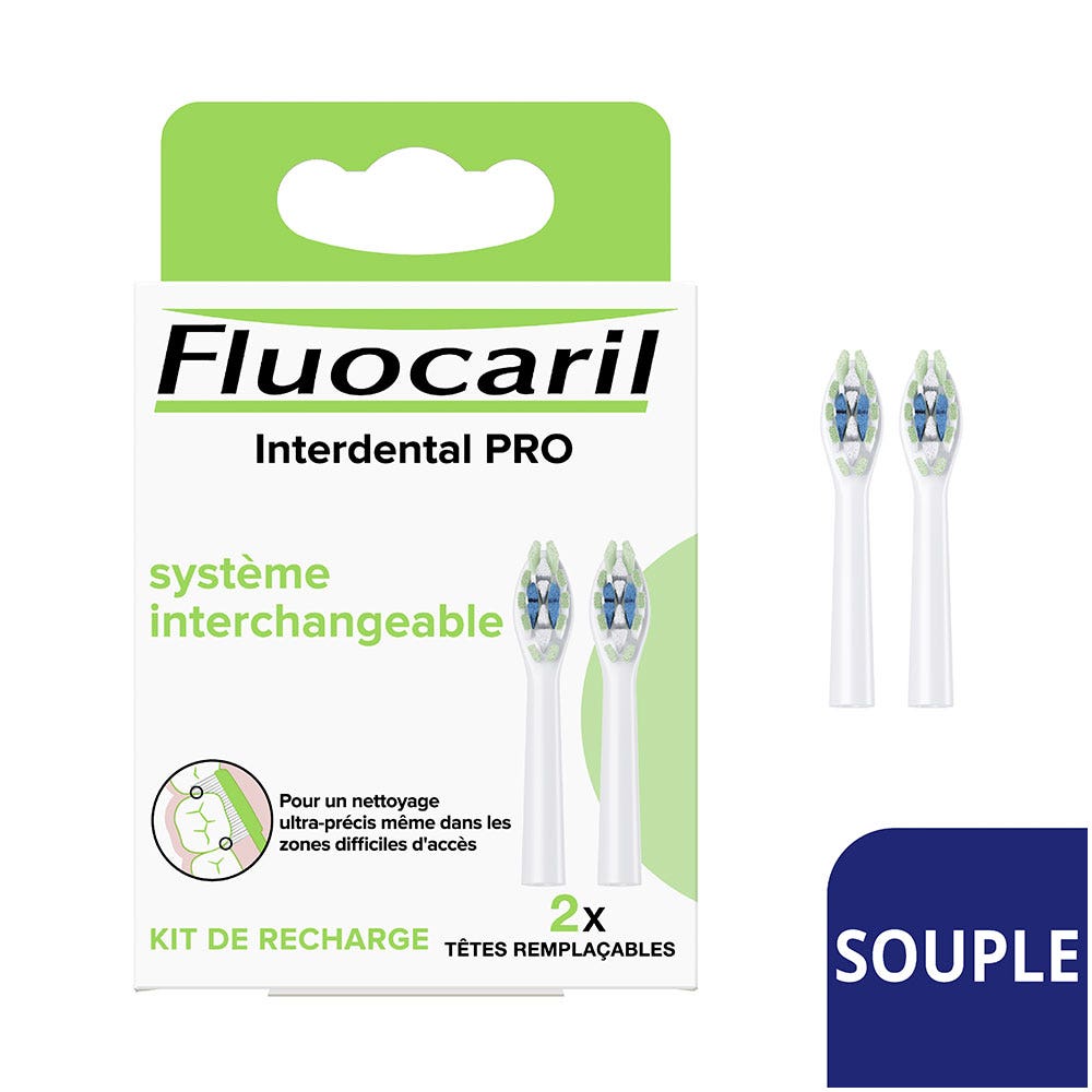 Fluocaril Replaceable heads Interdental PRO Soft Toothbrush x2 - Easypara