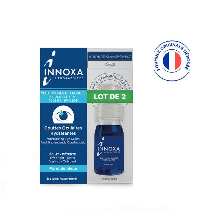 Hydrating eye drops for red, tired eyes 2x10ml-Blue formula Innoxa ...