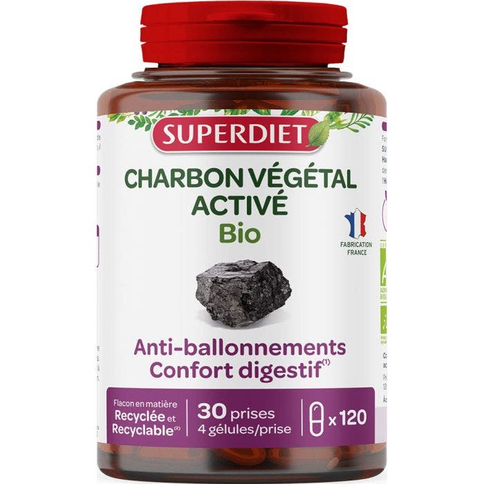 Bioes Active Vegetable Charcoal 120 capsules- Superdiet - Easypara