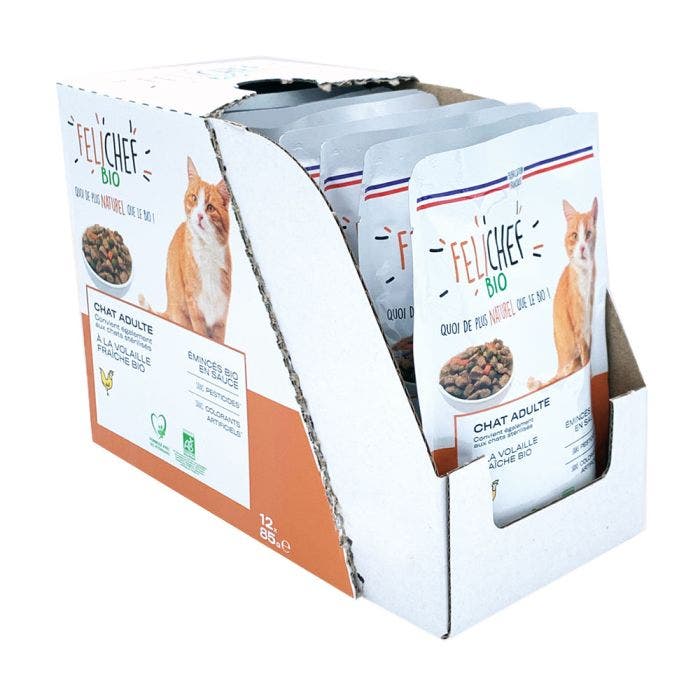 Organic sliced beef in sauce Felichef 12x85g-for cats sterilised at La ...