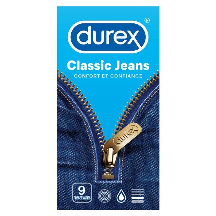 Classic Lubricated Condoms Jeans X9- Durex - Easypara