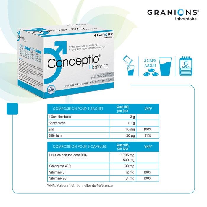 Conceptio Men 90 Capsules + 30 Sachets Fertility - Granions - Easypara